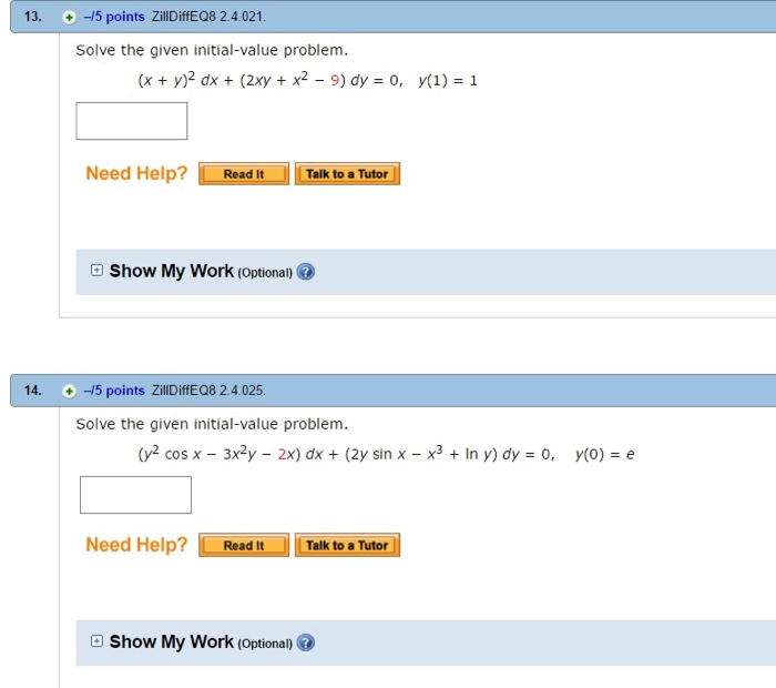 Solved 13. -5 points ZillDiffEQ8 2.4.021 Solve the given | Chegg.com