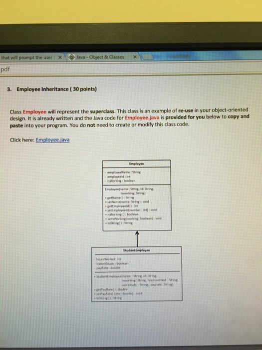 Solved that will prompt the user Java-Object & Classes x | Chegg.com