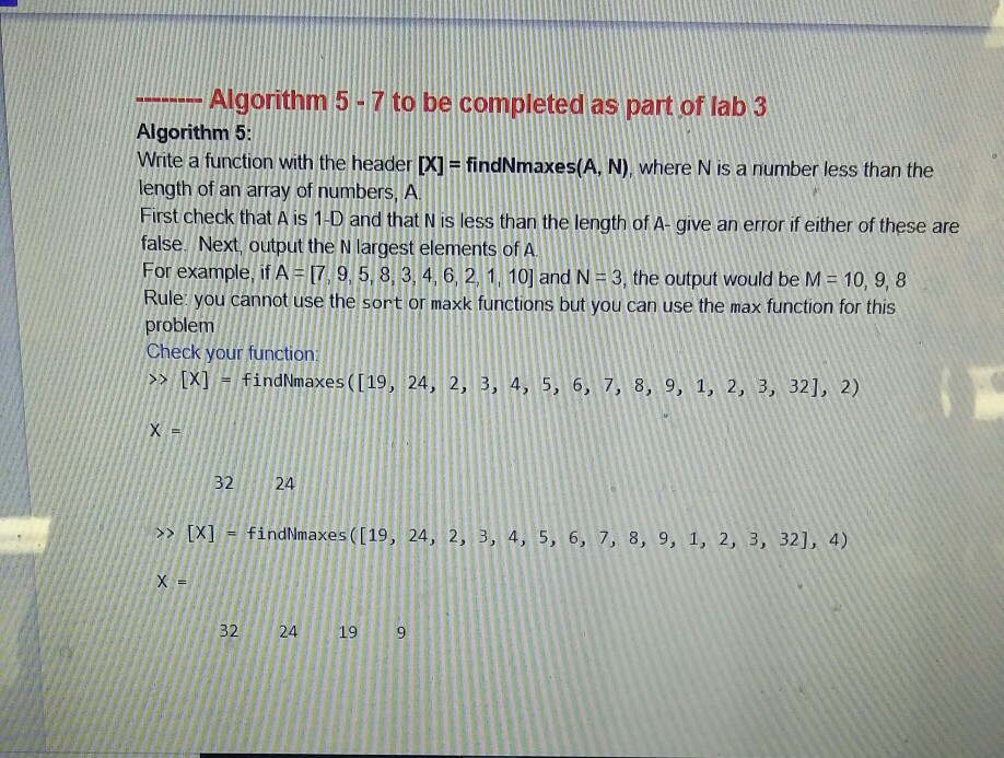 Solved Algorithm 1: Write a function with the header [x] | Chegg.com