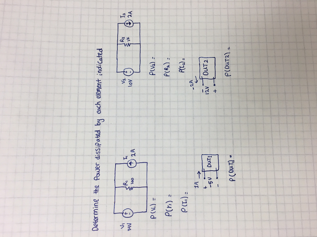 Solved Determine the power dissipated by each element | Chegg.com