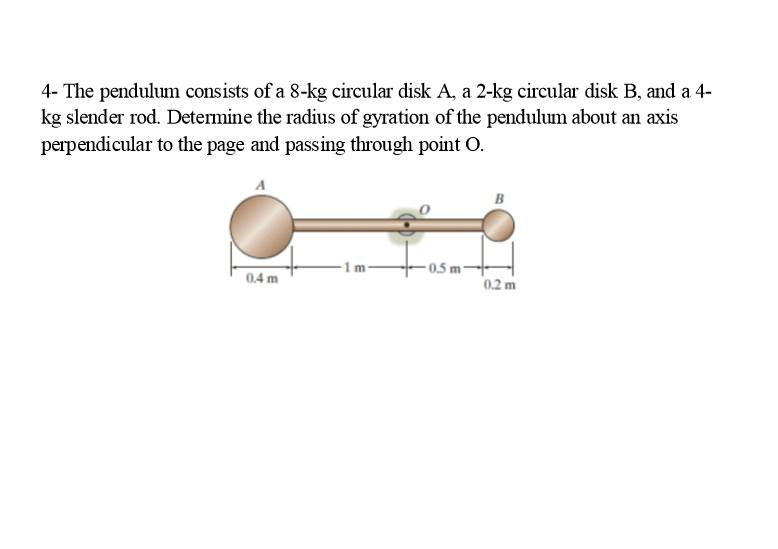 Solved The pendulum consists of a 8-kg circular disk A, a | Chegg.com