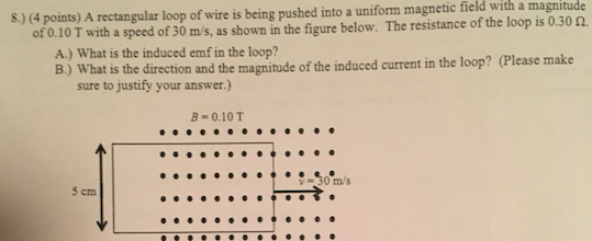 Solved A rectangular loop of wire is being pushed into a | Chegg.com