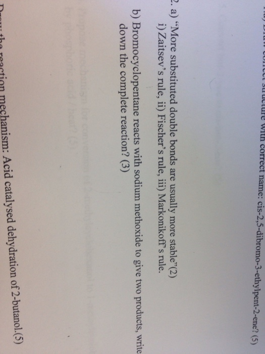 Solved More substituted double bonds are usually more | Chegg.com