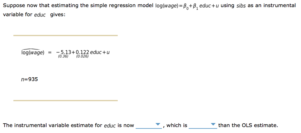 2. Statistical inference with the instrumental | Chegg.com