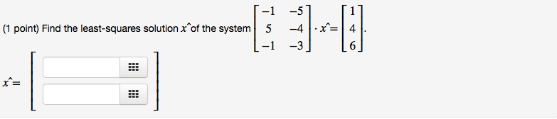 Solved (1 point) Find the least-squares solution x of the | Chegg.com