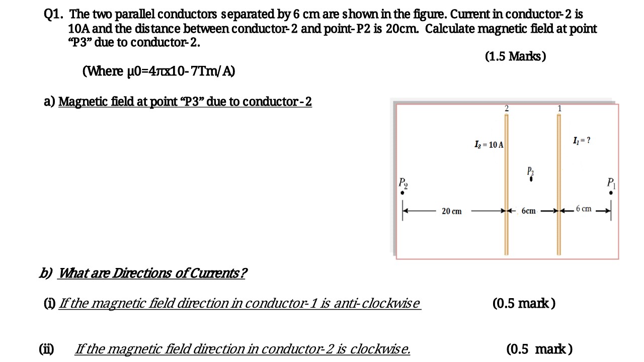 Solved The two parallel conductors separated by 6 cm are | Chegg.com