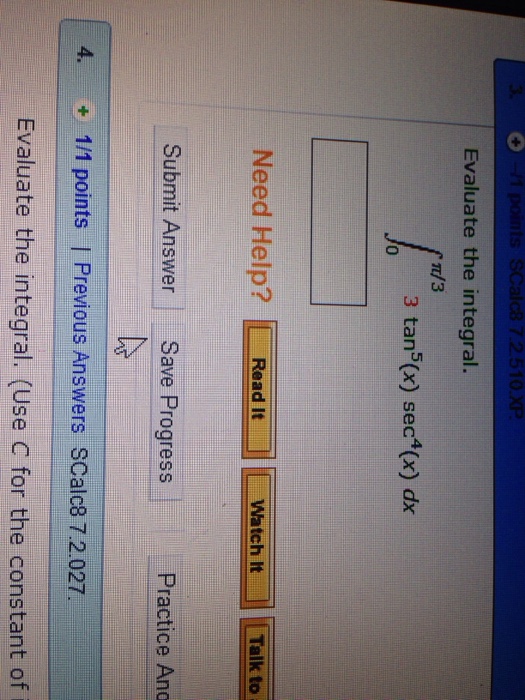 Solved Evaluate the integral.integral_0^pi/3 3 tan^5 (x) | Chegg.com