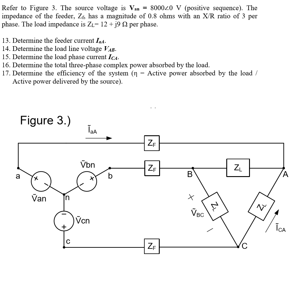 Solved Refer to Figure 3. The source voltage is V_an = 8000 | Chegg.com