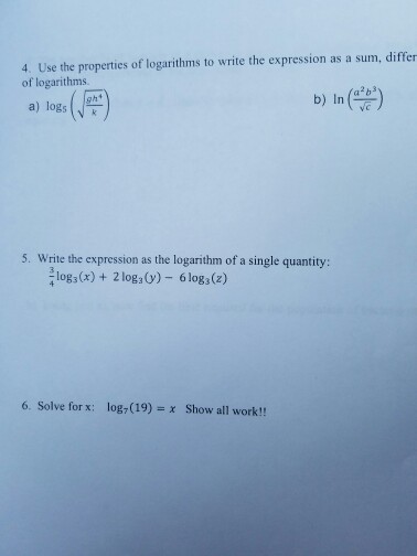 Solved Use the properties of logarithms to write the | Chegg.com
