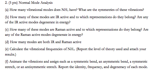 Solved 2. (5 pts) Normal Mode Analysis (a) How many | Chegg.com