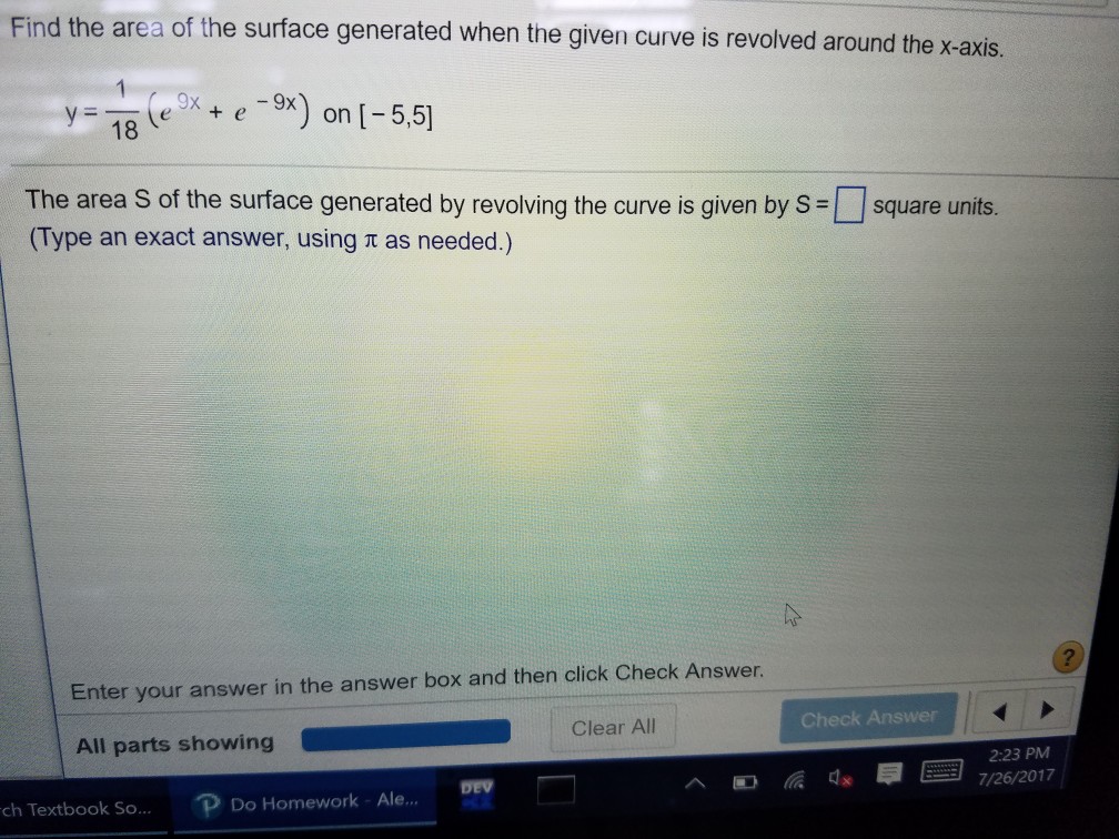 Solved Find the area of the surface generated when the given | Chegg.com