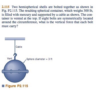Solved Two hemispherical shells are bolted together as shown | Chegg.com
