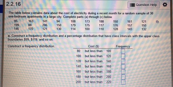 Solved The table below contains data about the cost of | Chegg.com