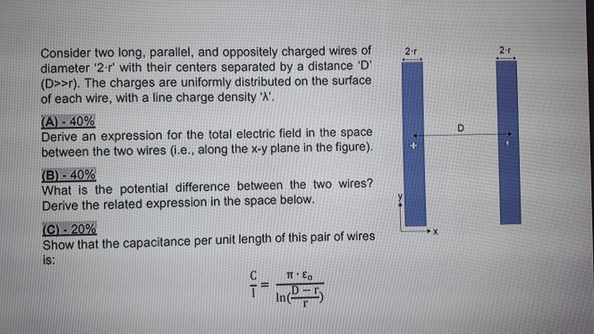 Solved Consider two long, parallel, and oppositely charged | Chegg.com