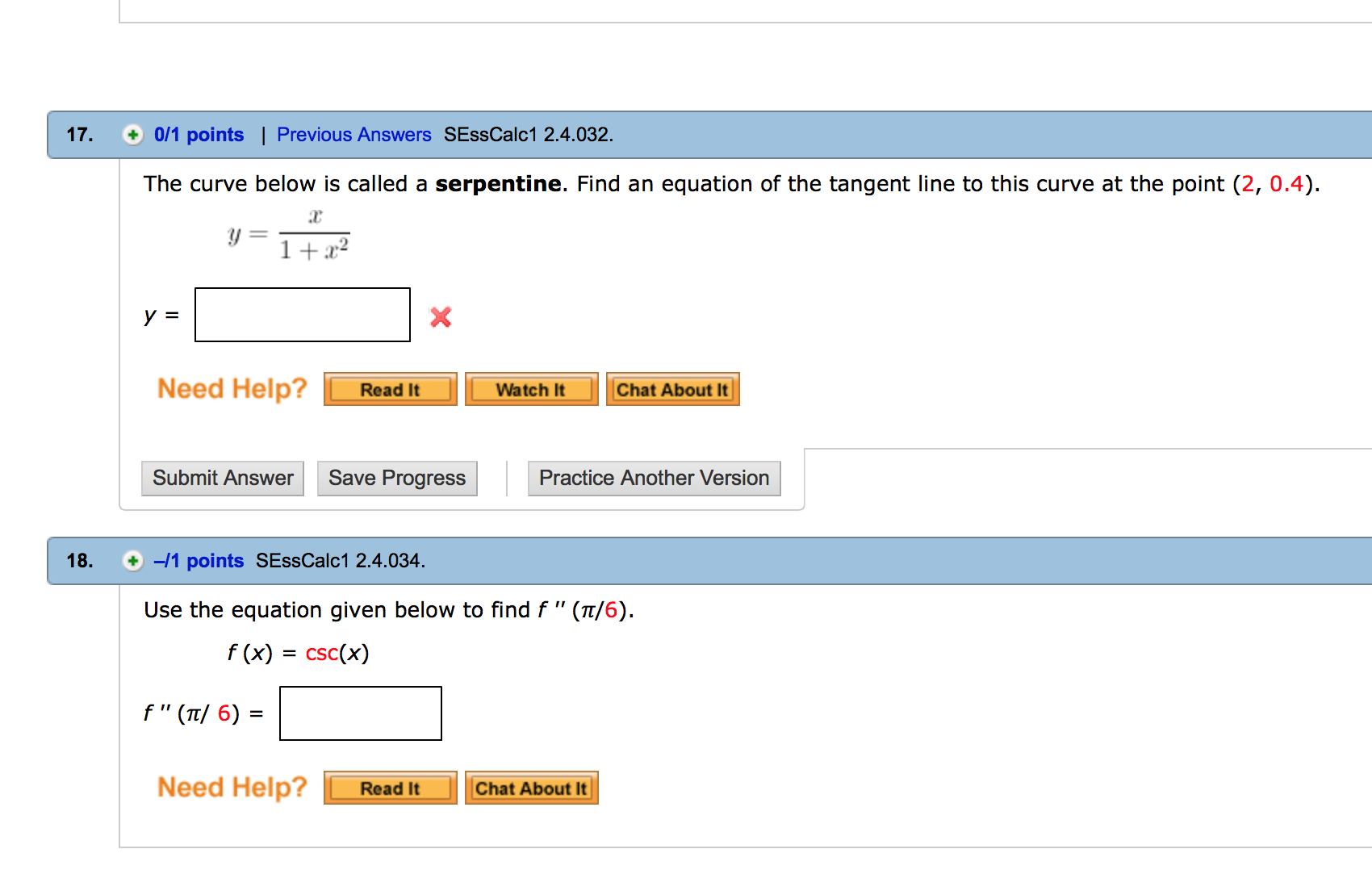 Solved The curve below is called a serpentine. Find an | Chegg.com