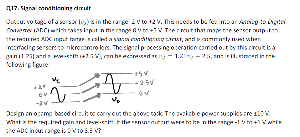 Solved Signal conditioning circuit Output voltage of a | Chegg.com