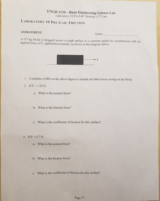 Solved ENGR 1130- Basic Engineering Science Lab Laboratory | Chegg.com