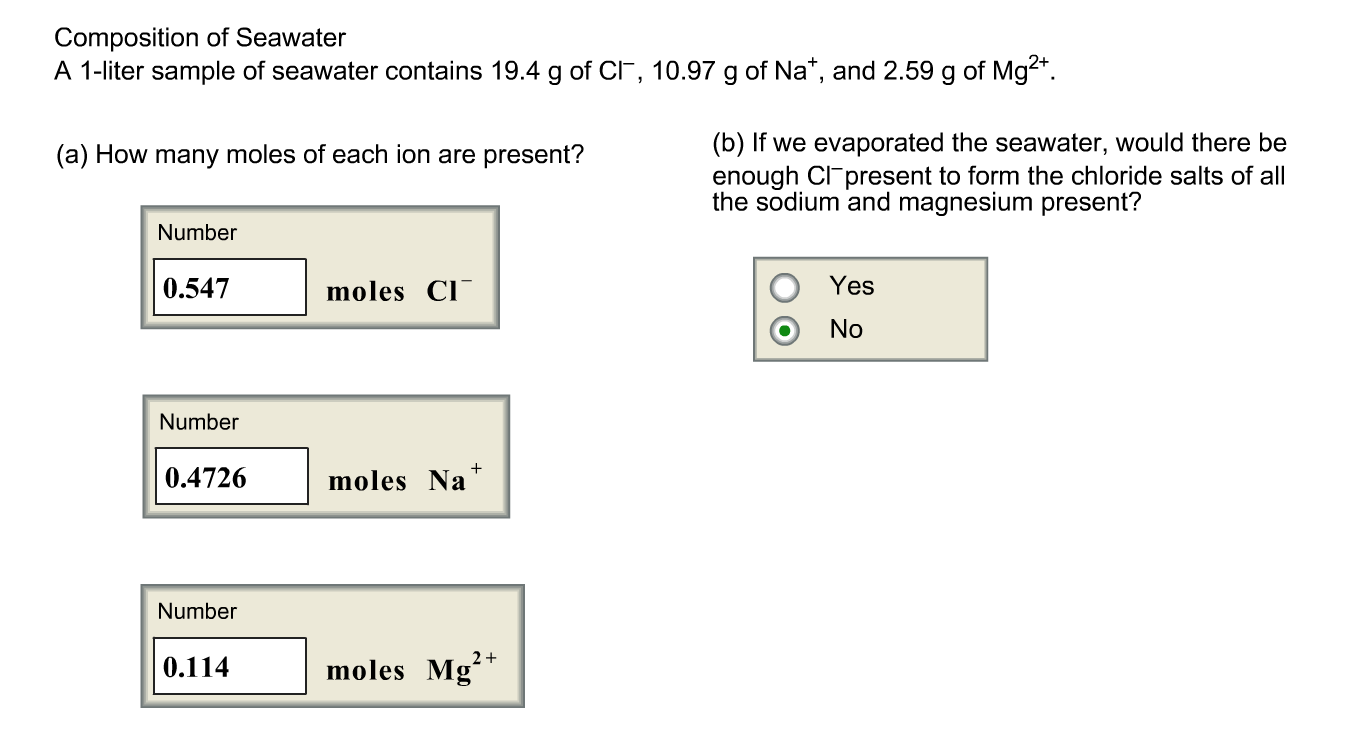 Solved Composition of Seawater A 1-liter sample of seawater | Chegg.com