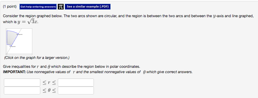 Solved Consider the region graphed below. The two arcs shown | Chegg.com