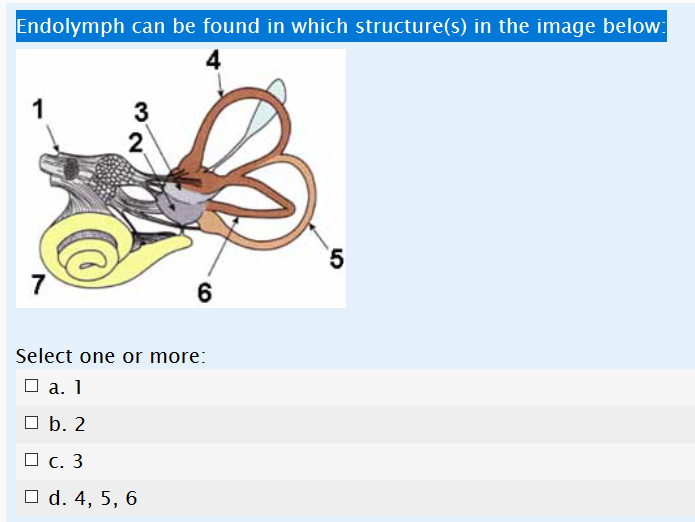 Solved Endolymph can be found in which structure (s) in the | Chegg.com