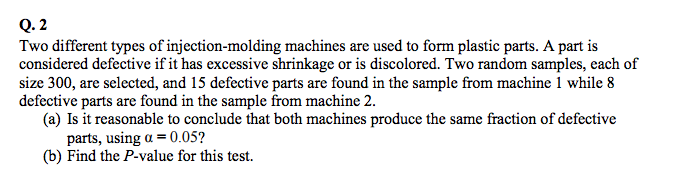 Solved Two different types of injection-molding machines are | Chegg.com