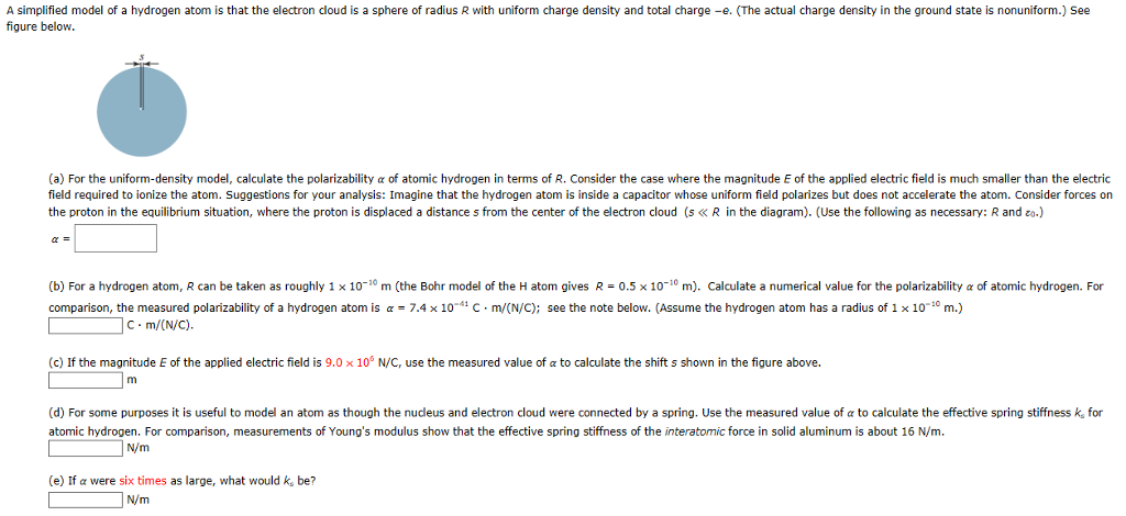 Solved A simplified model of a hydrogen atom is that the | Chegg.com
