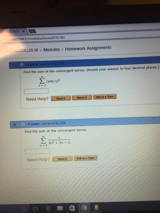 Solved Find the sum of the convergent series. (Round your | Chegg.com