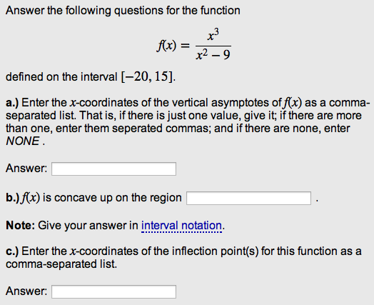 Solved Answer the following questions for the function f(x) | Chegg.com