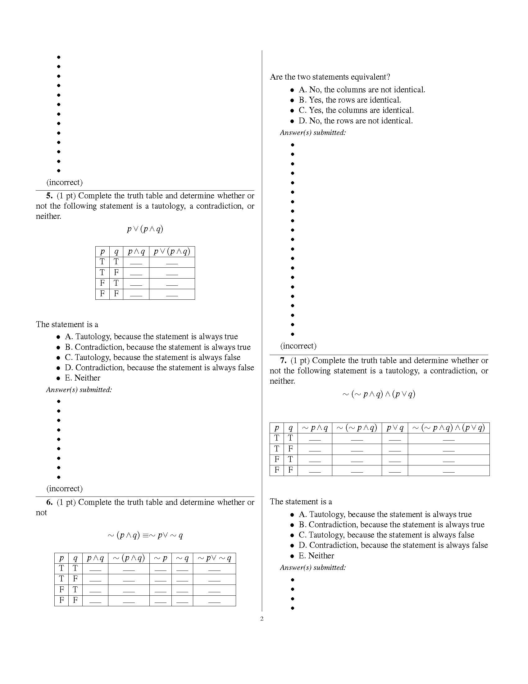 Assignment Reasoning Part2 1. (1 pt) Negate the | Chegg.com