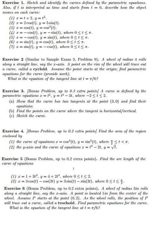Solved Sketch And Identify The Curves Defined By The