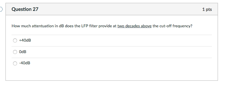 Solved How much attenuation in dB does the LFP filter | Chegg.com