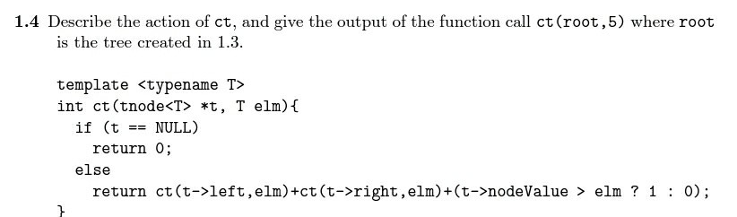 Solved 1.4 Describe the action of ct, and give the output of | Chegg.com