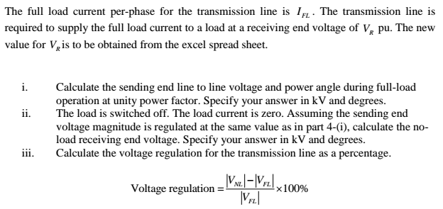 Solved The full load current per-phase for the transmission | Chegg.com