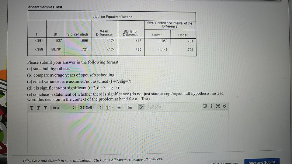 Solved For The Following Spss Data Below Determine Whether 