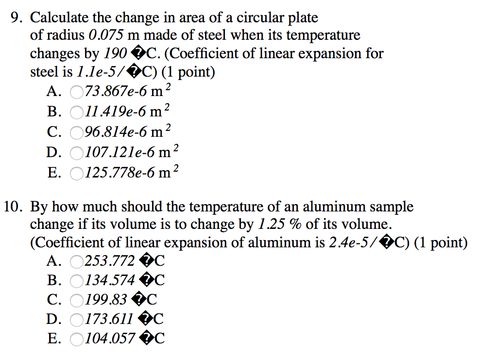 Solved 9. Calculate the change in area of a circular plate | Chegg.com