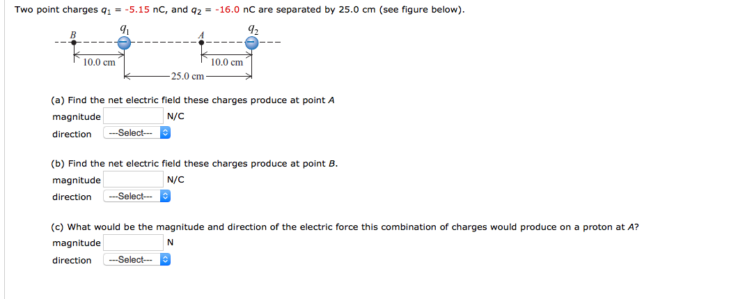 Solved Two point charges q1 = -5.15 nC, and q2 = -16.0 nC | Chegg.com