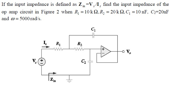 Solved If the input impedance is defined as Z_in=V_s/I_s | Chegg.com