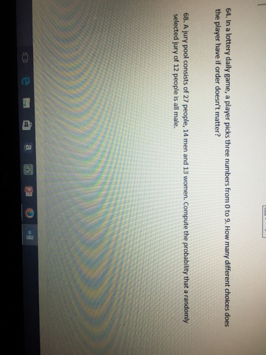 Solved In a lottery daily game, a player picks three numbers | Chegg.com