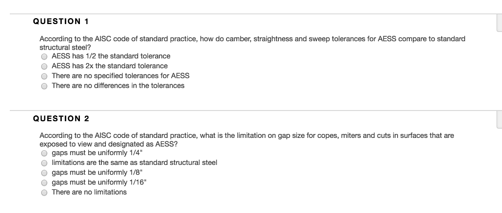 Solved QUESTION 1 According to the AISC code of standard | Chegg.com