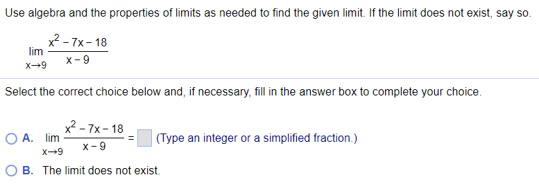 Solved Use algebra and the properties of limits as needed to | Chegg.com