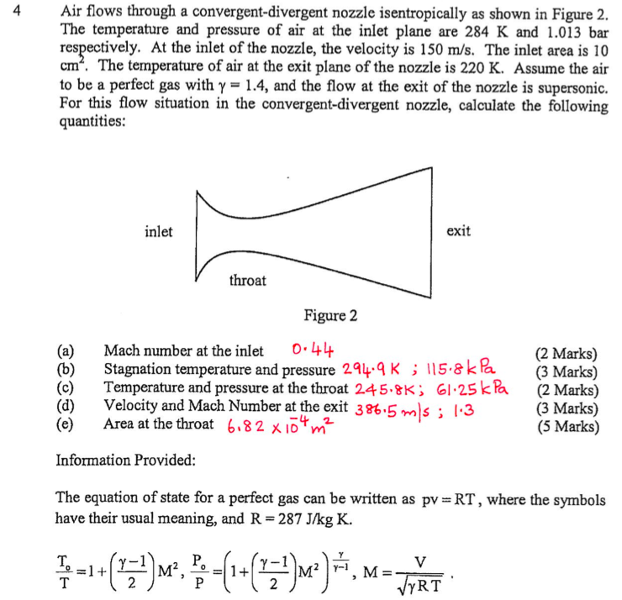 Solved Air flows through a convergent-divergent nozzle | Chegg.com