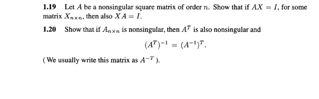 Solved: 1.19 Let A Be A Nonsingular Square Matrix Of Order... | Chegg.com