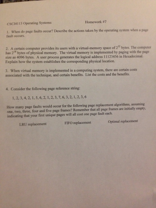 Solved When do page faults occur? Describe the actions taken | Chegg.com