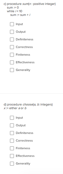Solved c) procedure sum(n: positive integer) sum - sum+i | Chegg.com