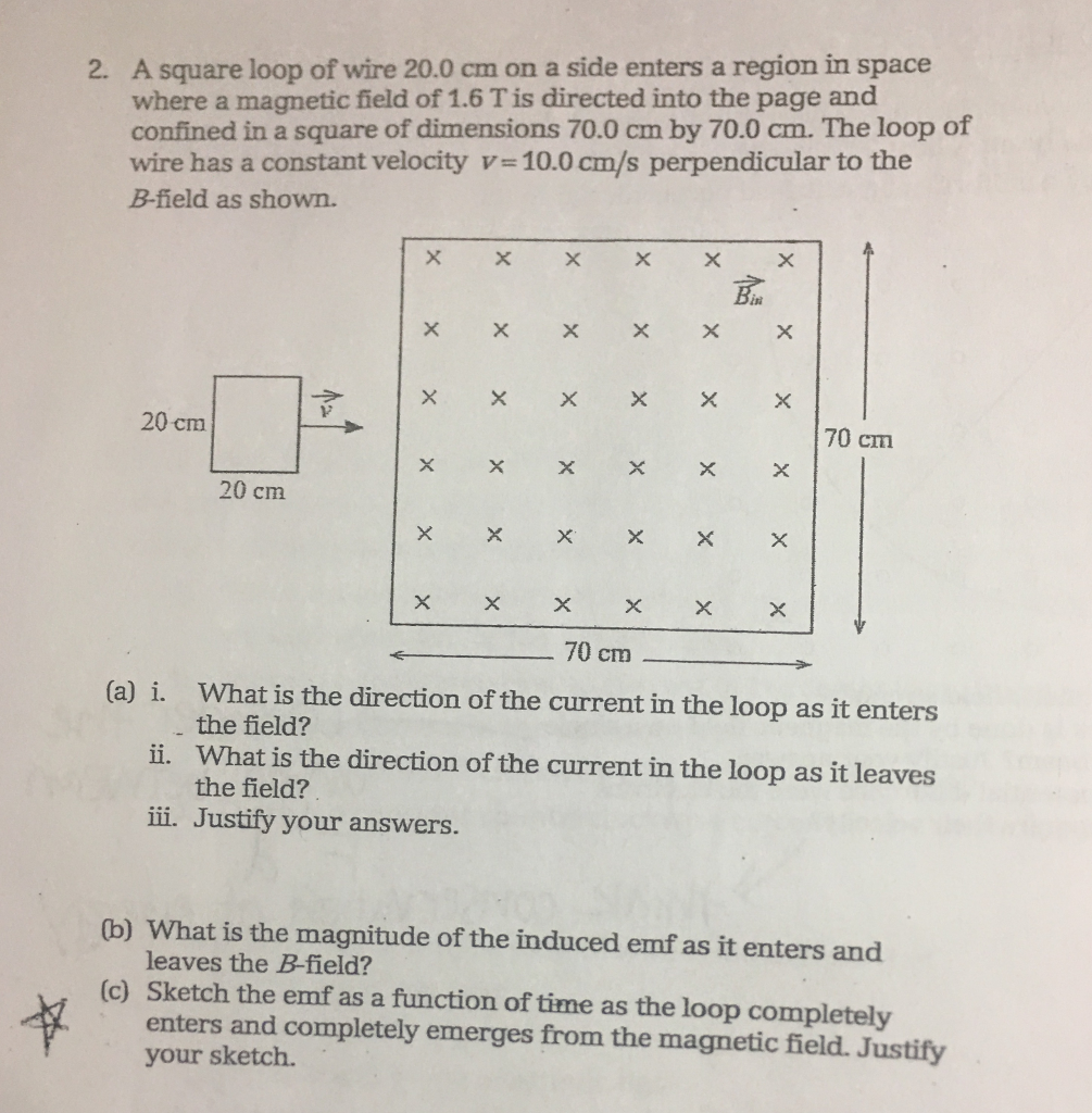 Solved A square loop of wire 20.0 cm on a side enters a | Chegg.com