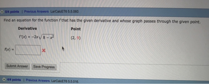 Solved Find An Equation For The Function F That Has The