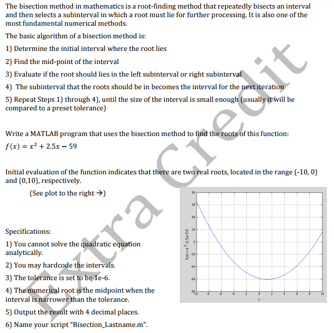 Solved The Bisection Method In Mathematics Is A