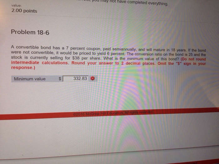 Solved A convertible bond has a 7 percent coupon, paid | Chegg.com