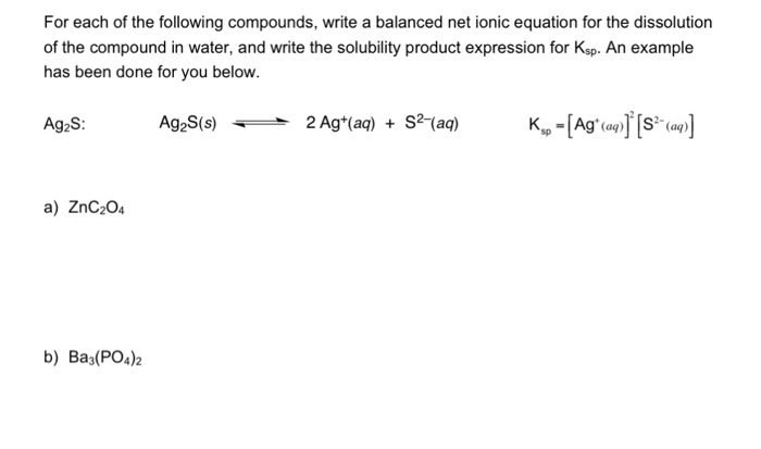 Solved For each of the following compounds, write a balanced | Chegg.com