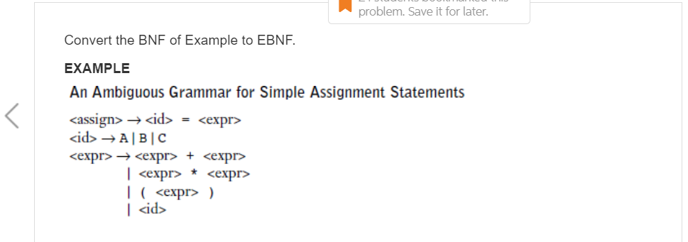Solved problem. Save it for later. Convert the BNF of | Chegg.com